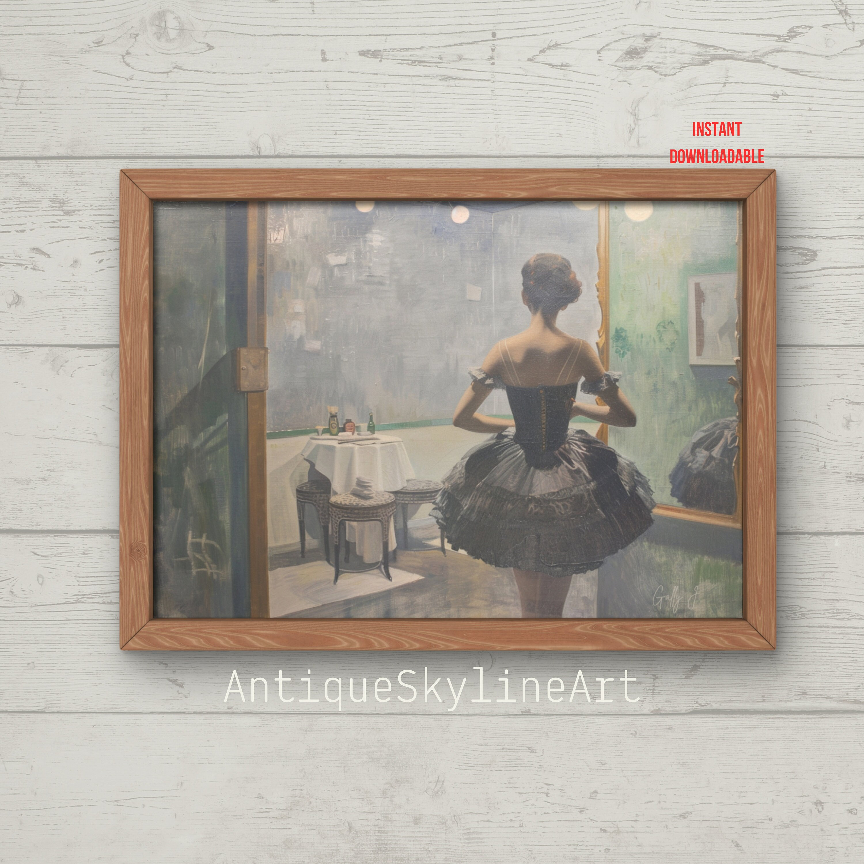 Vintage Printable Young Dancer Oil Painting, Young Ballerina, Dancer in ...