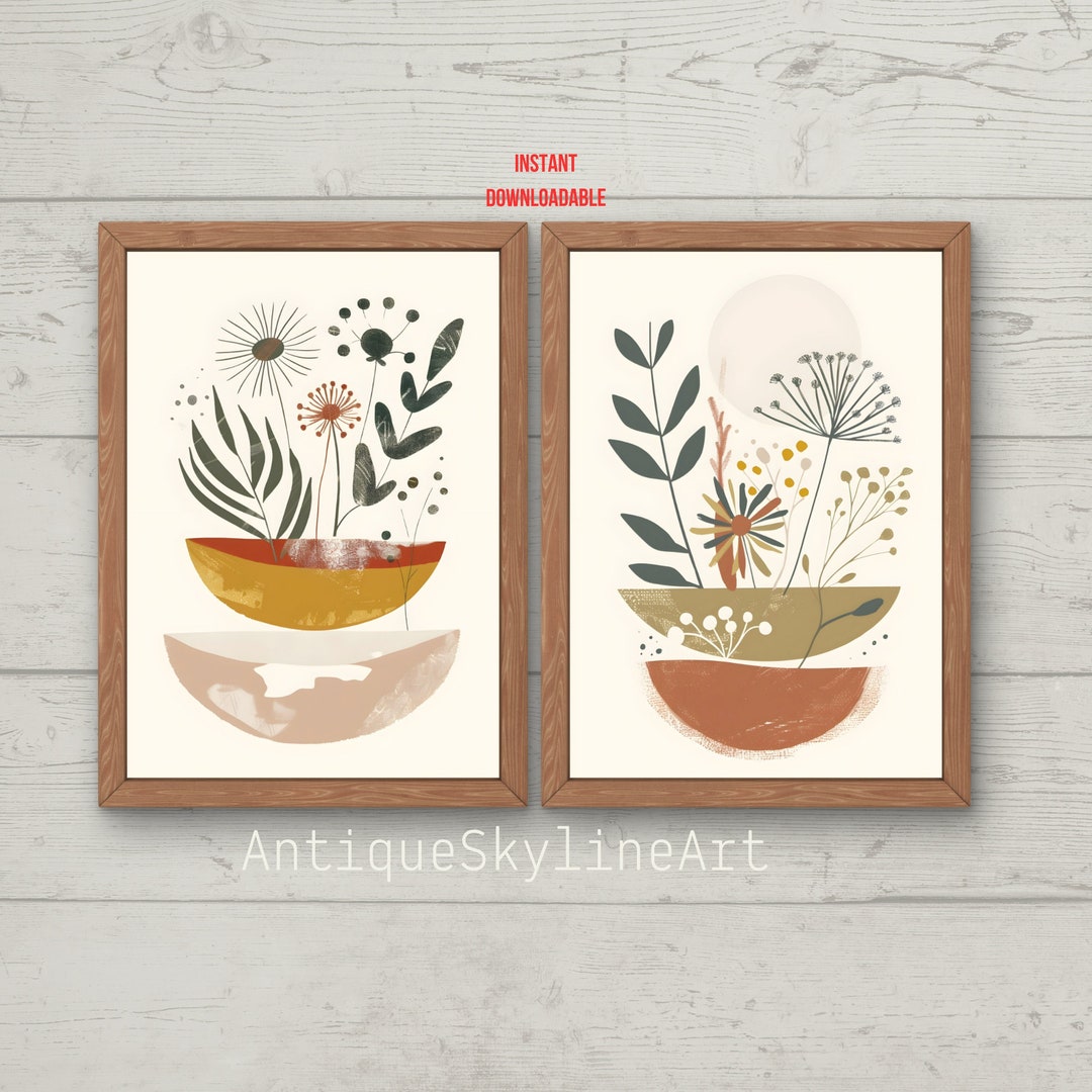 Set of 2 Boho Painting, Boho Wall Art, Boho Decoration, Bohemian Chic ...