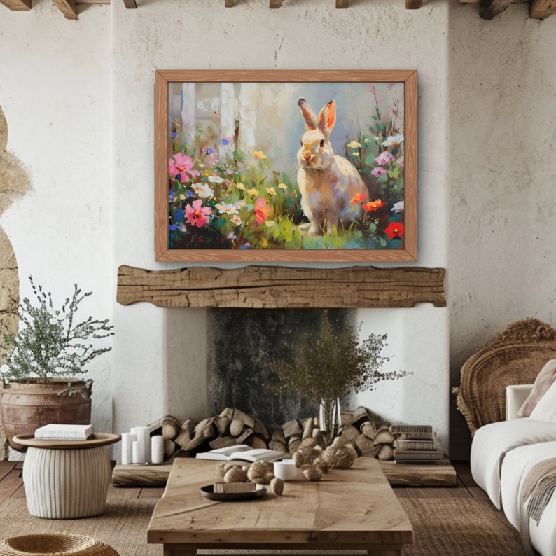 Printable Vintage Bunny, Flower Garden Rabbit, Digital Art to Download ...