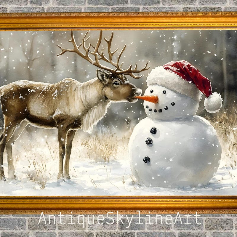 Reindeer Painting - Etsy