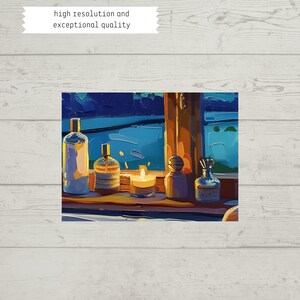 Printable Vintage Woman in the Bath Oil Painting, Night Bath, Bathroom ...
