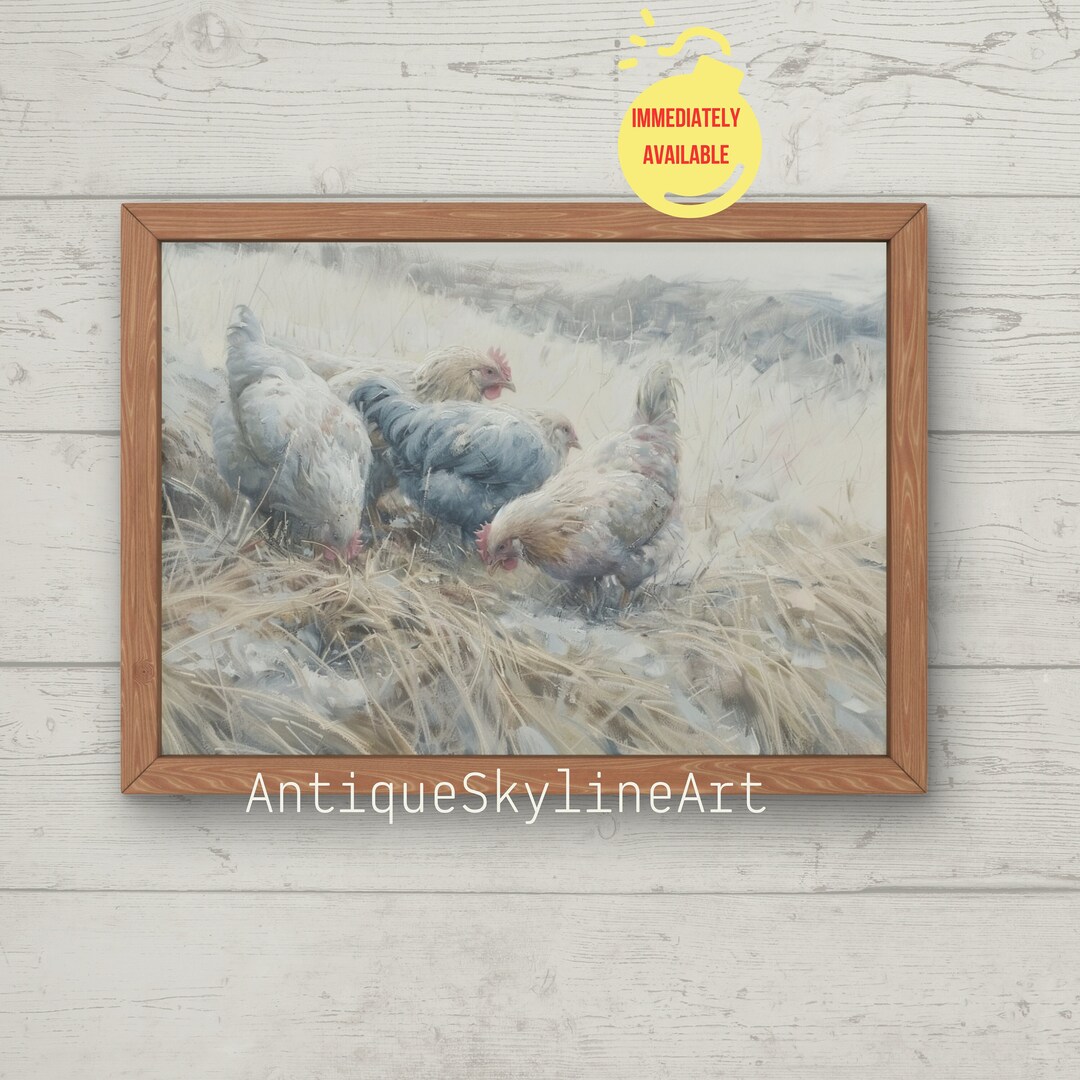 Chickens Art Print Vintage PRINTABLE Wall Art Soft Colors for Bedroom ...