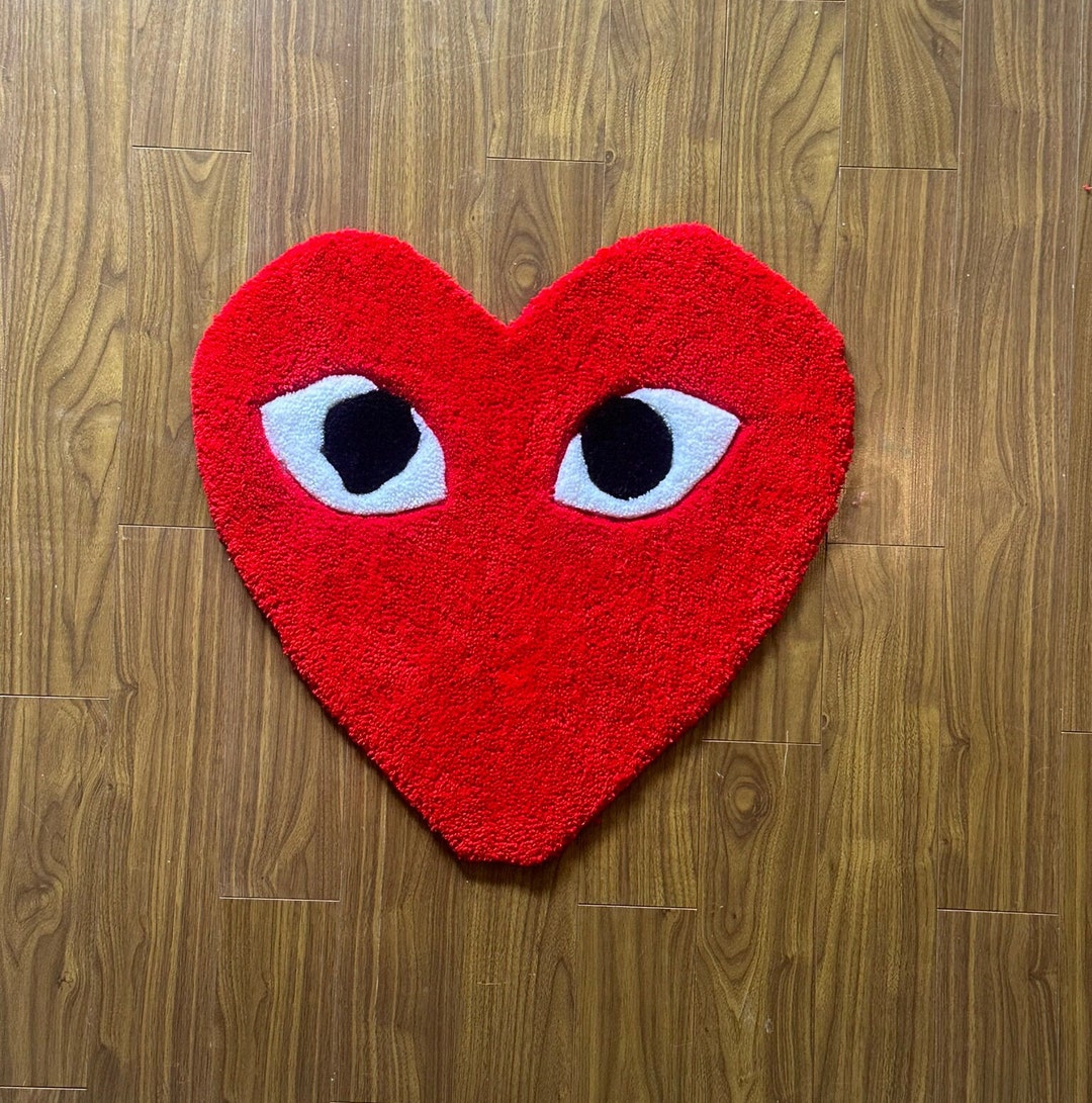 CDG Heart Rug Hypebeast Tufted Rug Streetwear Home Decor Custom Tufted ...