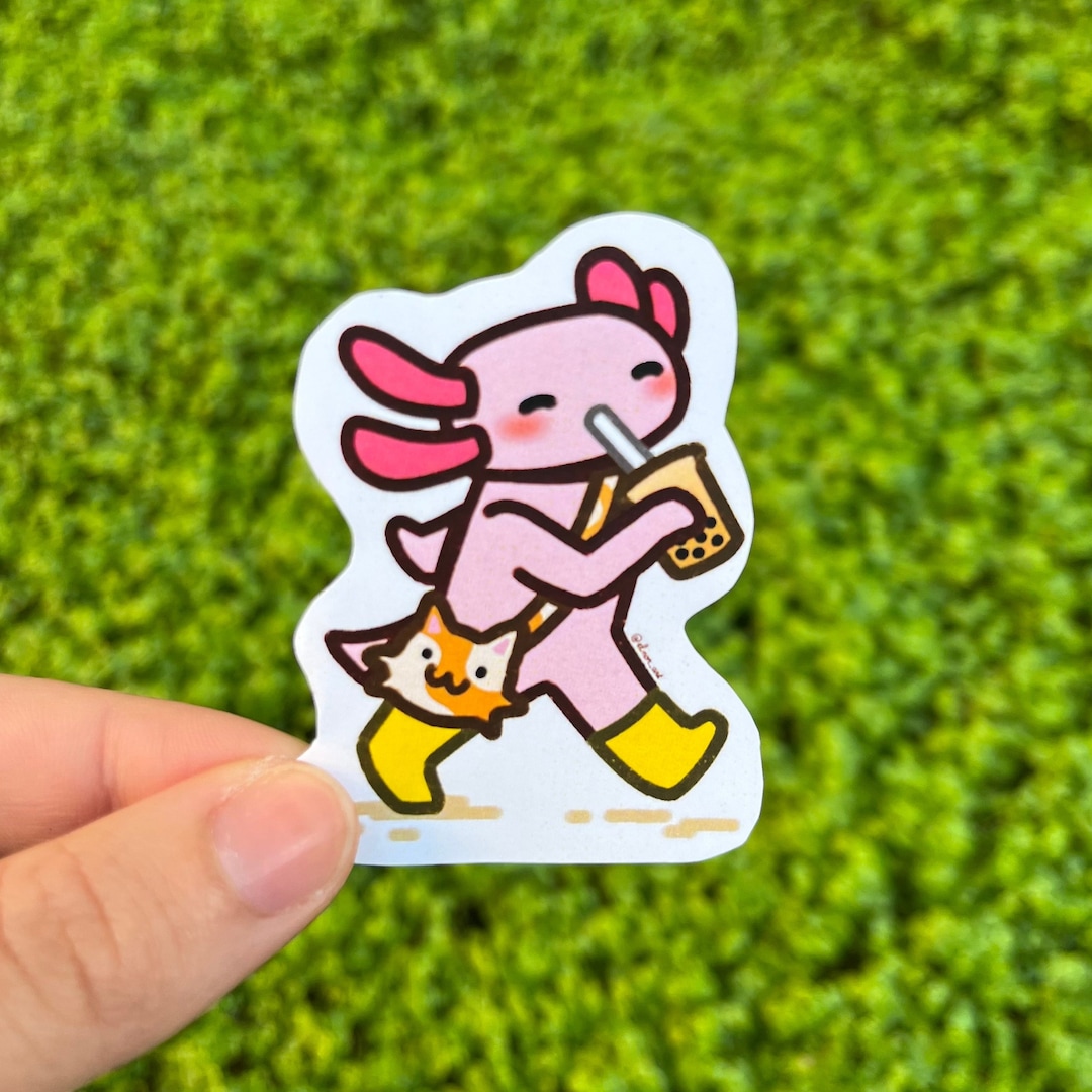 Axolotl Sticker / Cute Boba Axolotl / Laptop Sticker / Gift for Axolotl ...