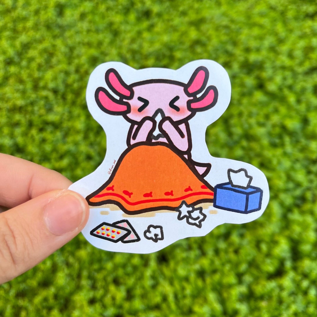 Axolotl Sticker / Cute Sick Axolotl / Laptop Sticker / Gift for Axolotl ...