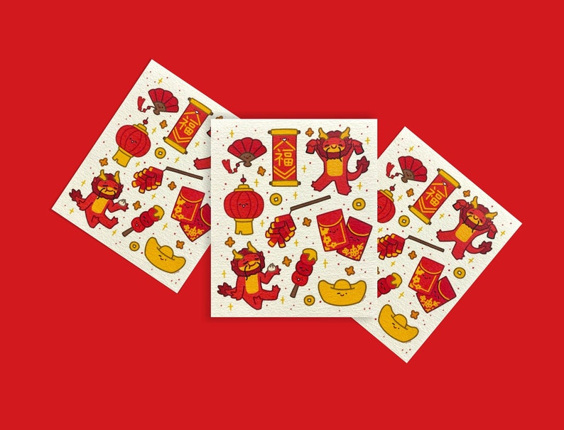 Lunar New Year Dragon Art Print / Chinese New Year Card / Chinese ...