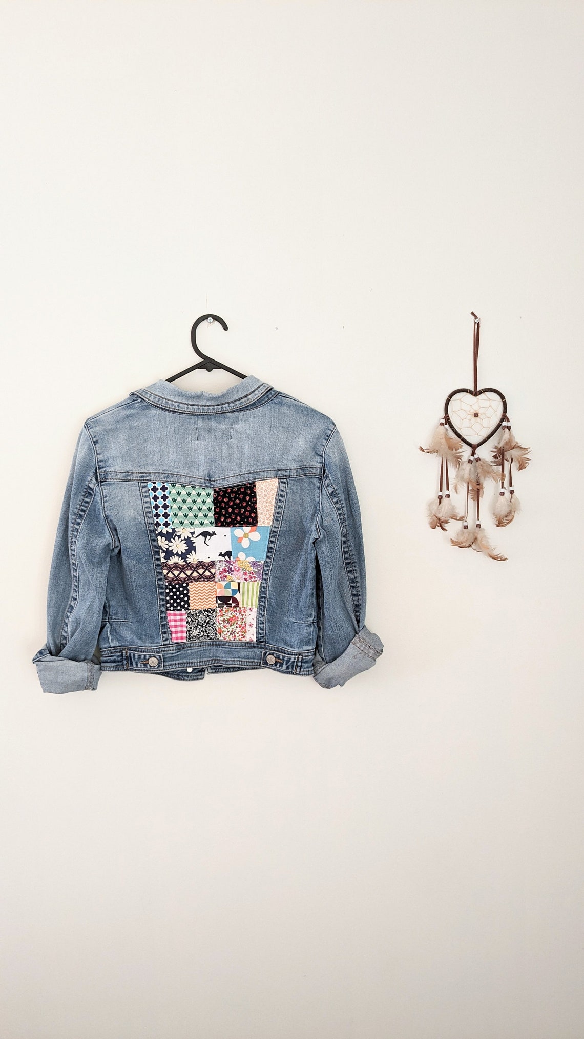 Upcycled Patchwork Denim Jacket Sustainable Fashion - Etsy