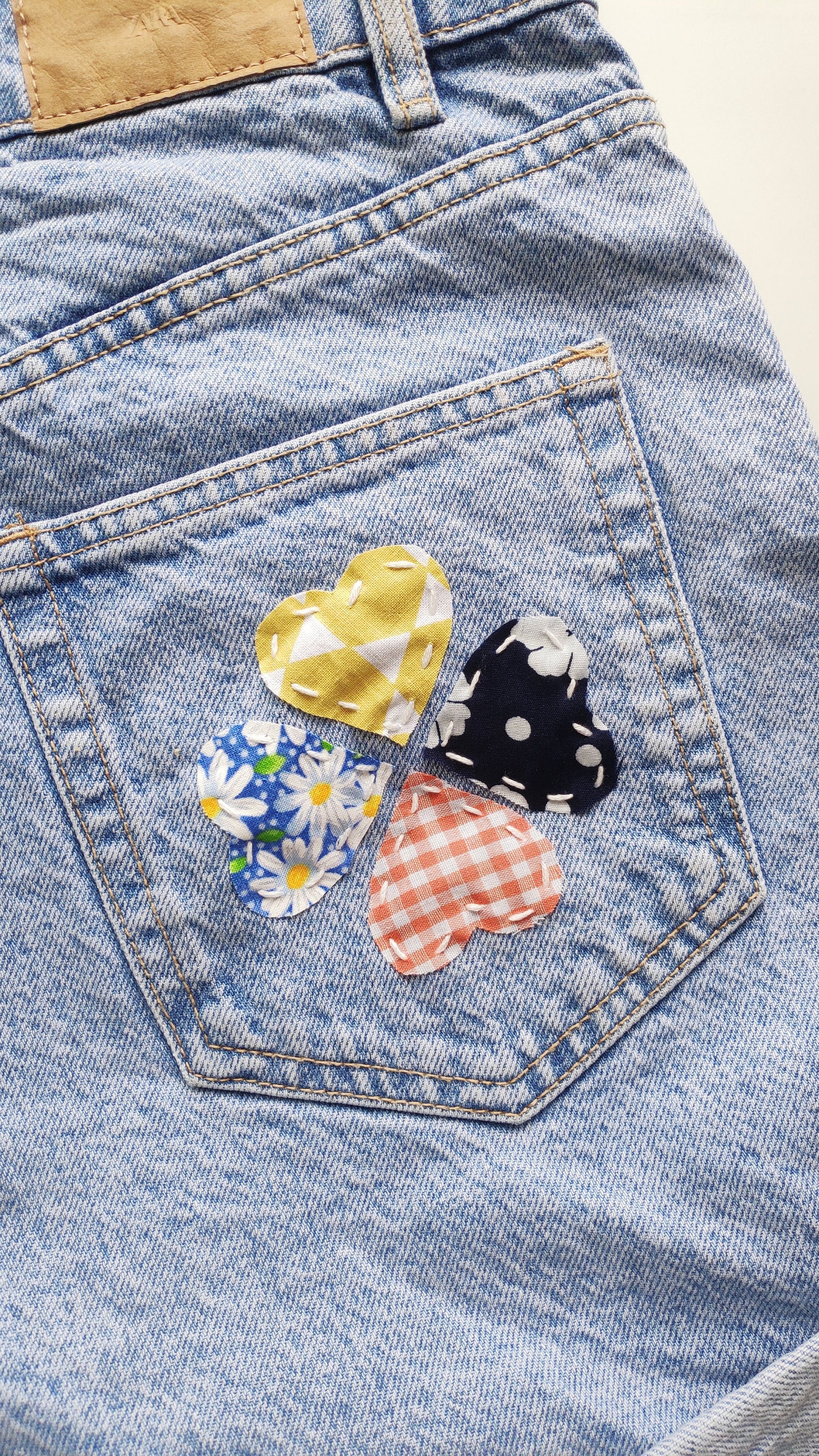 Up-cycled, Repurposed, Denim Shorts, Handmade Clothing, Embroidered ...