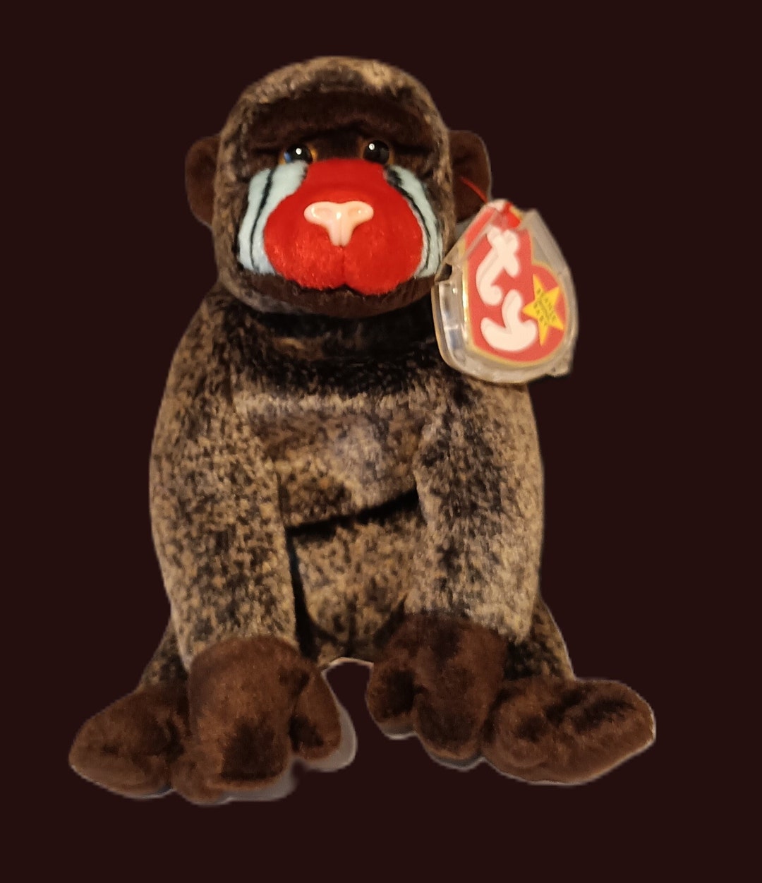 Ty Cheeks the Mandrill Beanie Baby. Vintage Collectible Plush Monkey ...