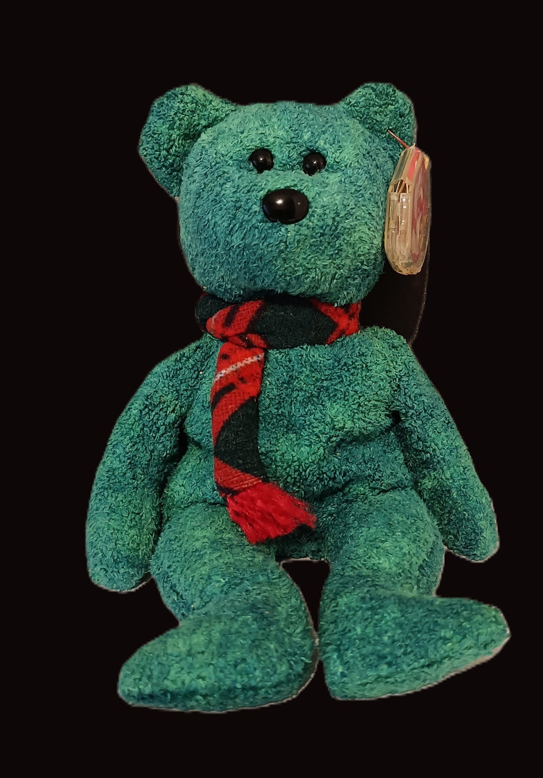 Vintage Ty Wallace Bear Beanie Baby: Green Scarf Plush Collectible Toy ...