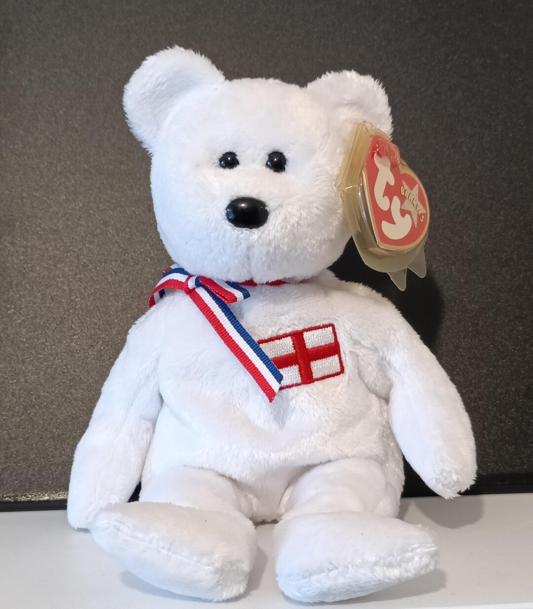 Vintage Ty England Bear Beanie Baby - White Football Fan Collectible ...
