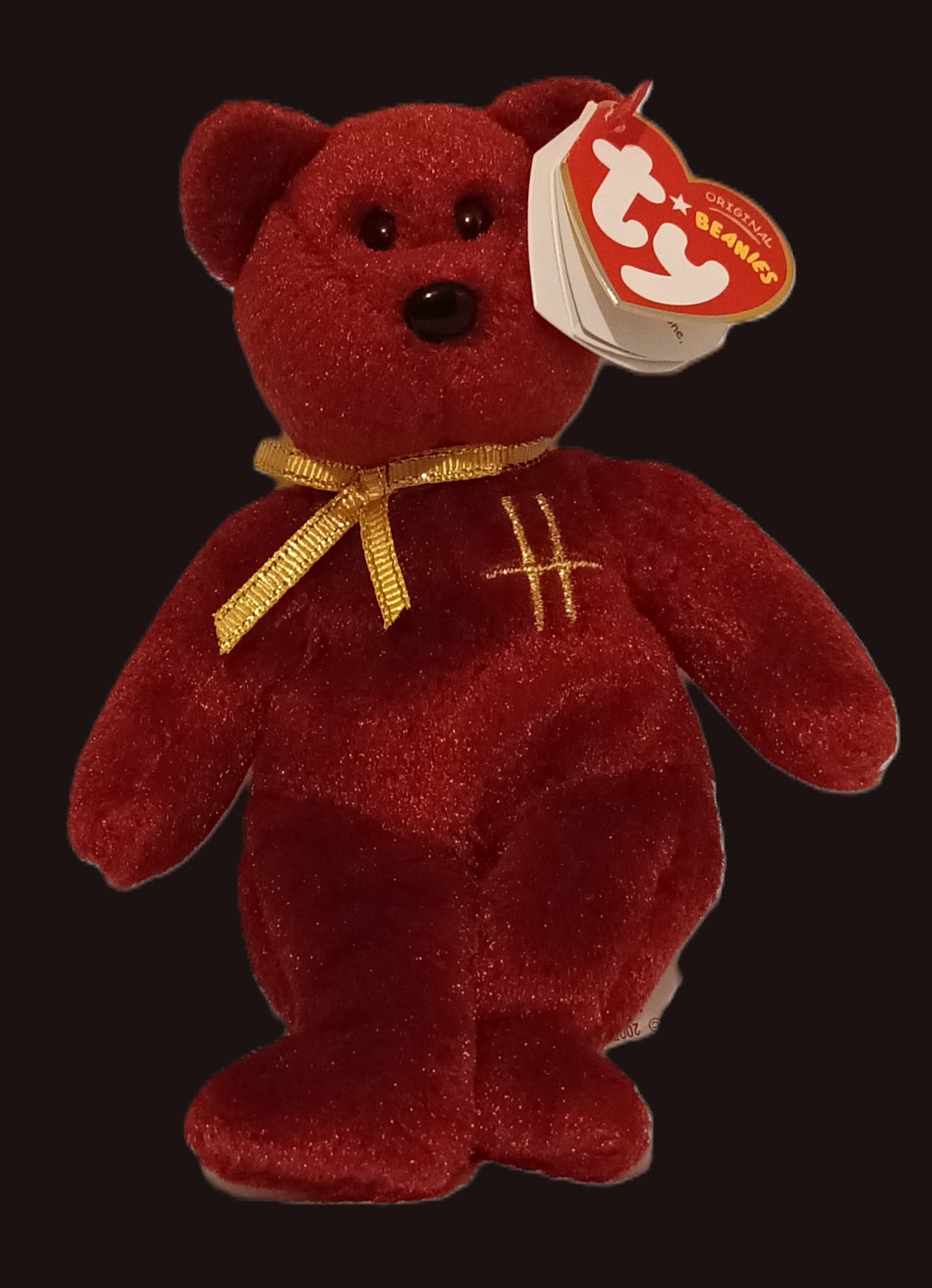 Rare Harrods Exclusive Ty Omnibus Bear Beanie Baby Keychain Clip - Red ...