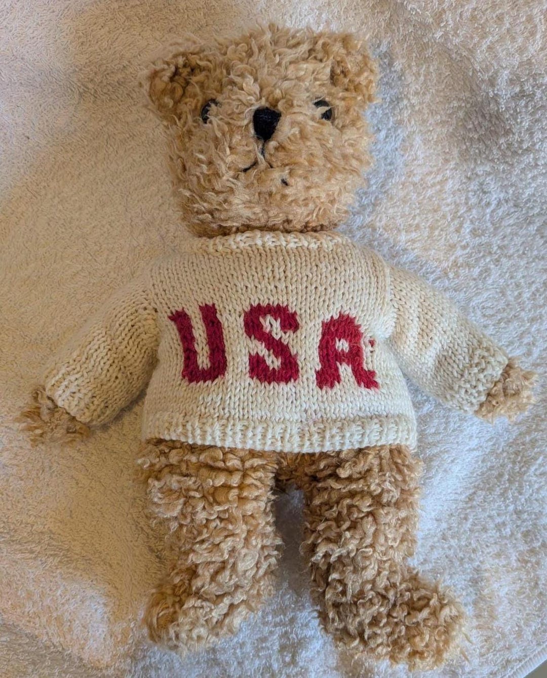 Ty Baby Curly Brown Bear. USA Jumper. 11" Plush Toy - Etsy