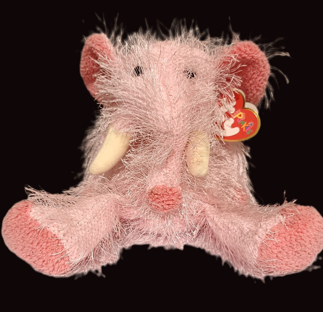 Ty Pipsqueak the Elephant Punkies Collection. Vintage Fuzzy Pink ...