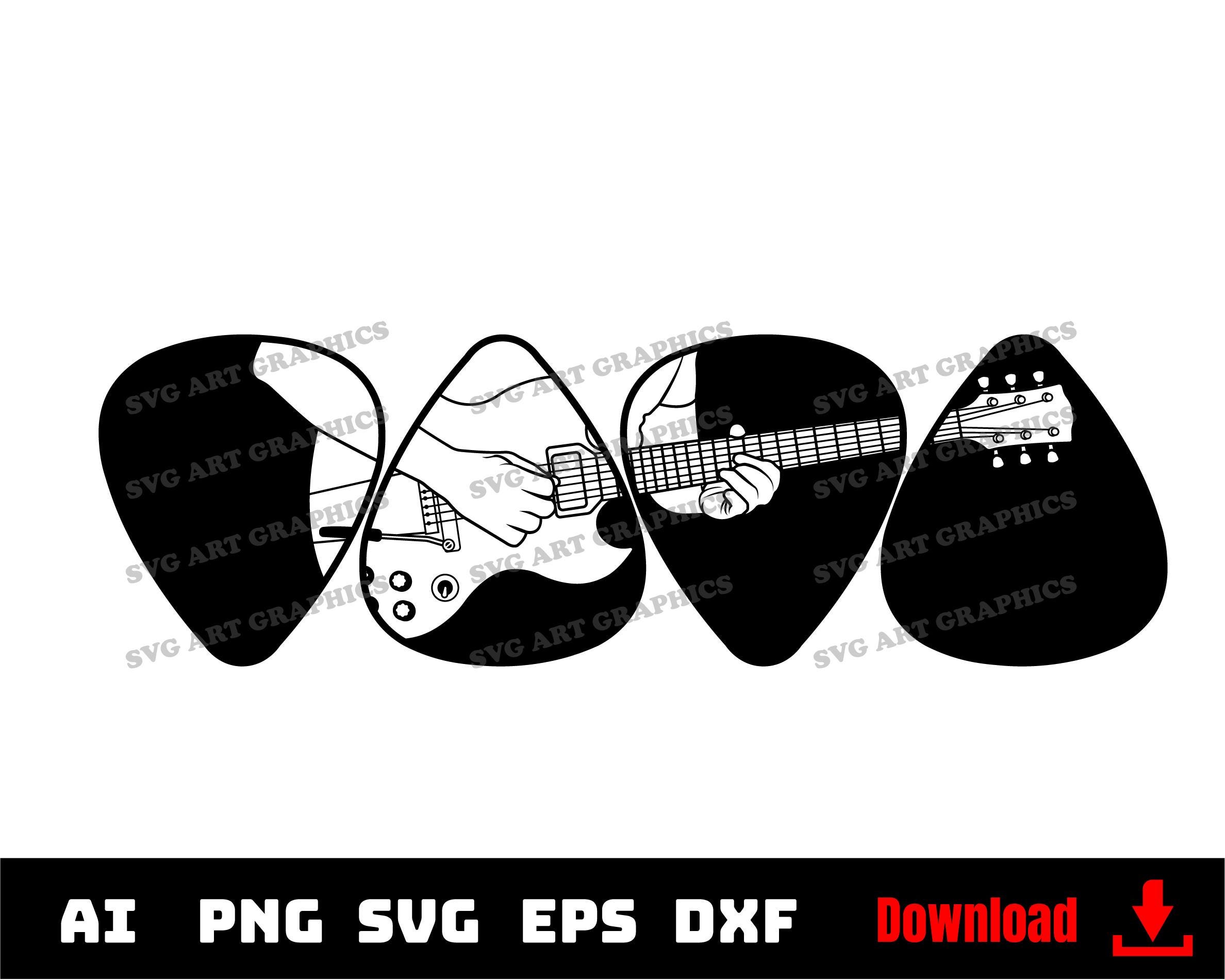 Acoustic Guitar Pick Svg, Guitar Head Svg, Graphic Guitar Art Digital ...