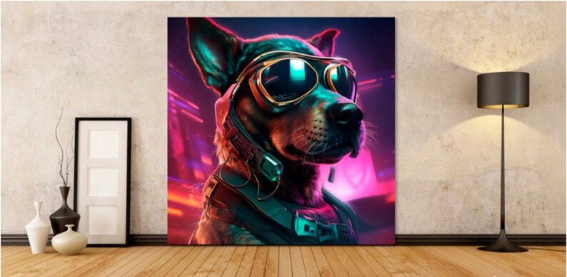 Cyberpaw: Futuristic Digital Art - Cyberpunk Cat & Dog Portrait Bundle ...