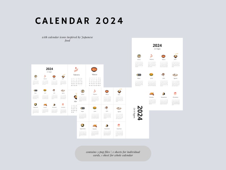 Printable 2024 Year Calendar, 2024 Yearly Calendar, Year at a Glance ...
