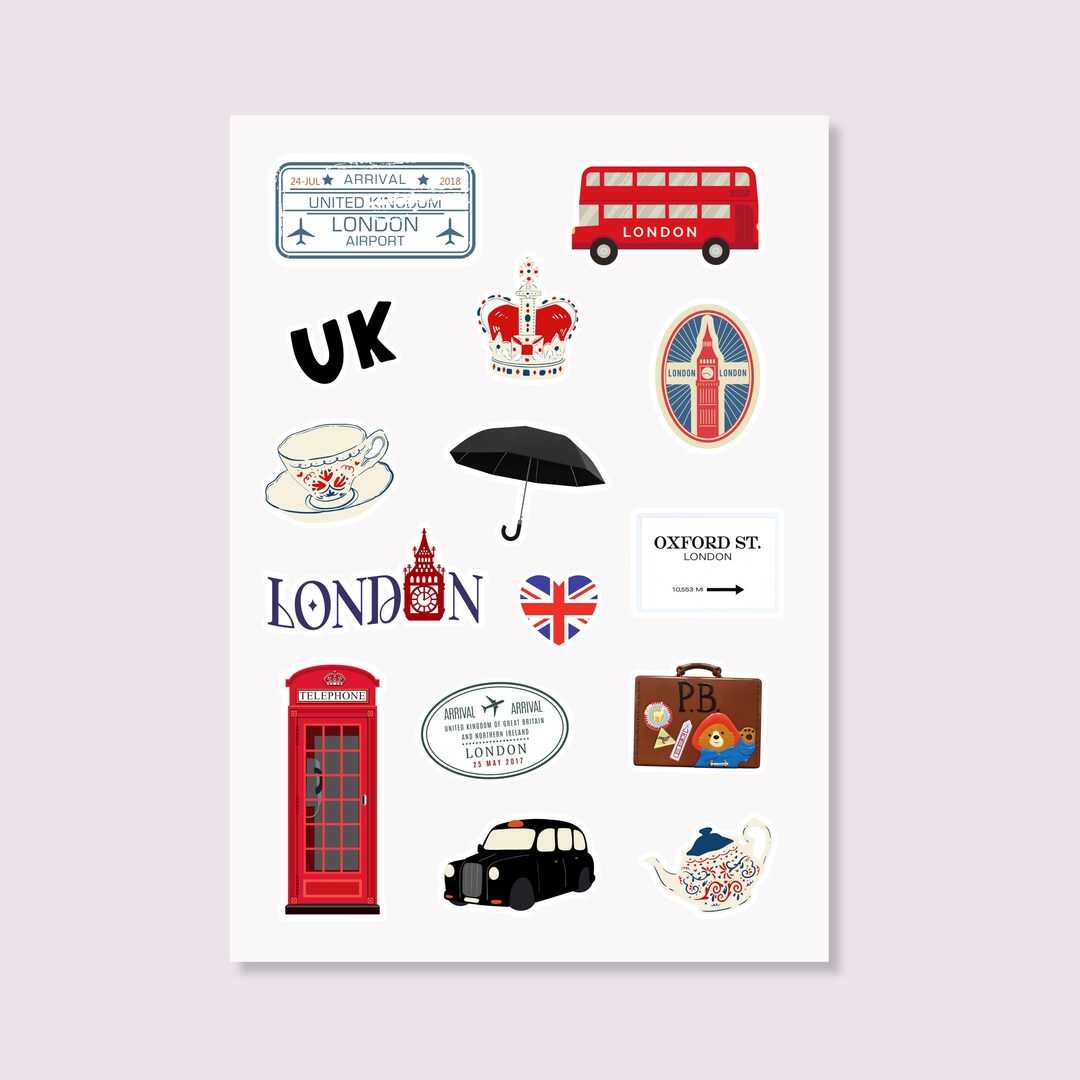 UK London Digital Stickers | British Icons | Travel Aesthetic ...