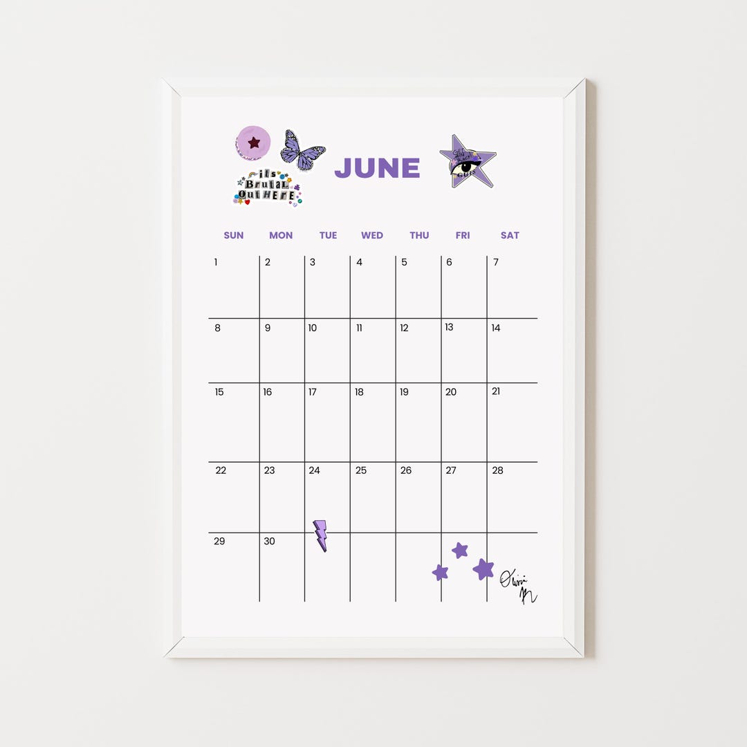 Olivia Rodrigo's June Digital Calendar | June calendar Aesthetic ...