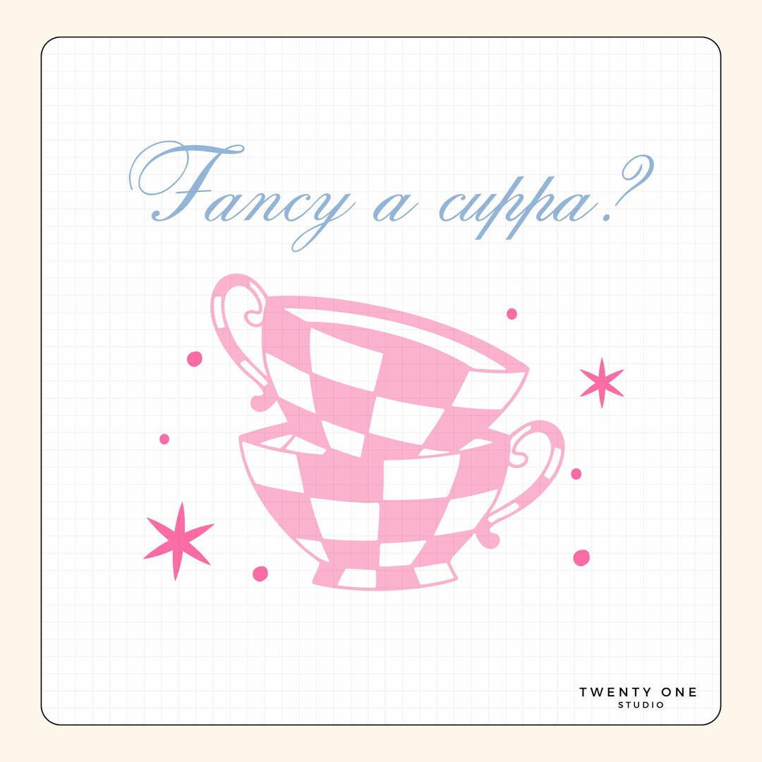 Fancy a Cuppa? Digital Design | British Tea Quote | Retro Pastel ...