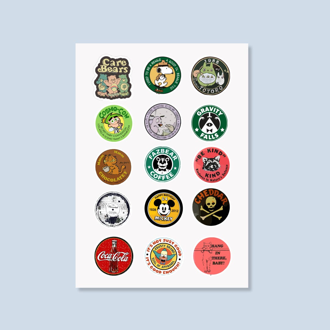 Vintage Sticker Set, Retro Printable PNG Stickers, Classic Vintage ...