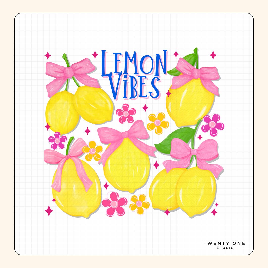 Lemon Vibes PNG SVG, Pastel Citrus Sublimation Design, Cute Lemons With ...