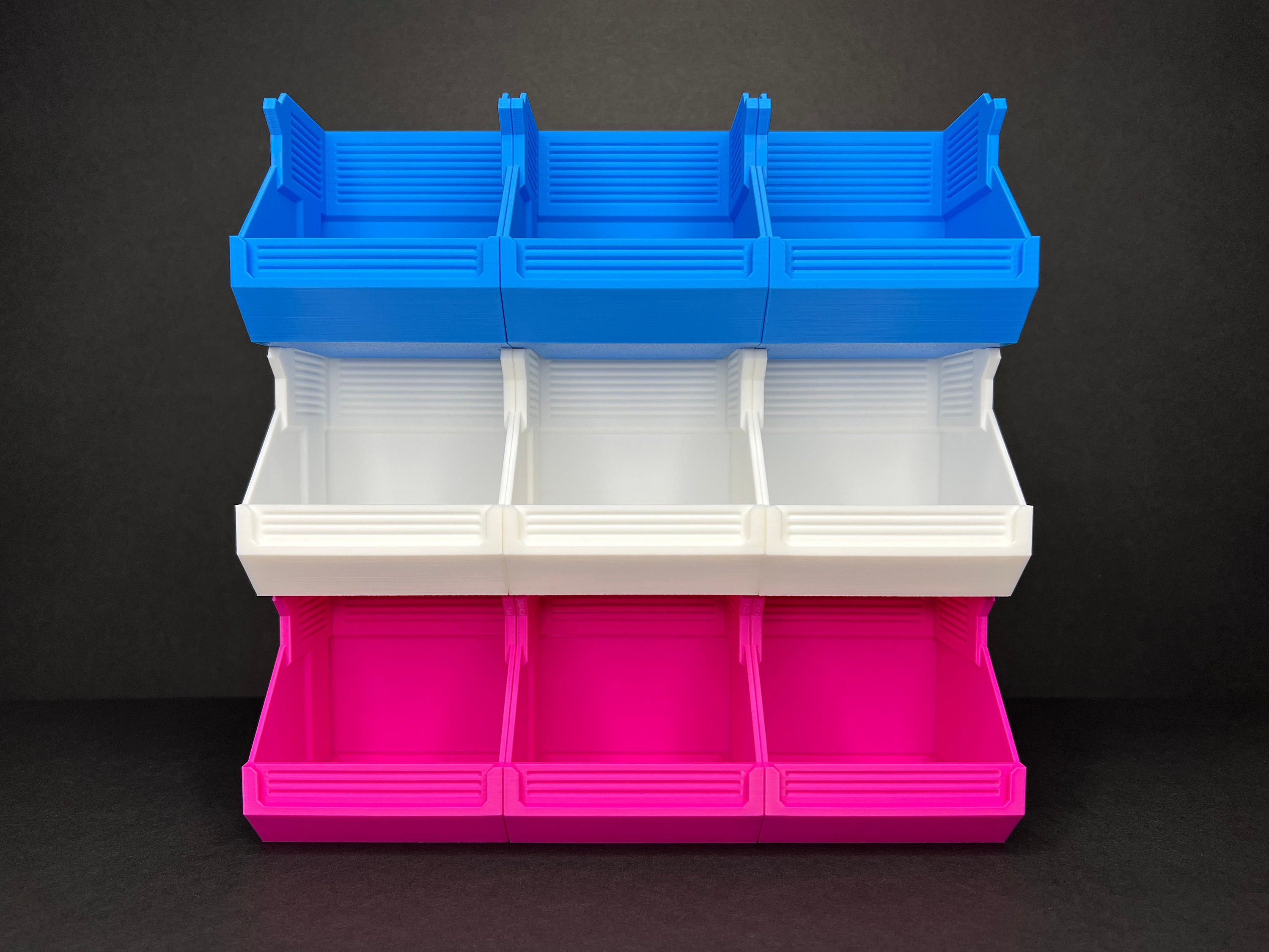 Stackable Organizer Bins 9-pack, Small Parts Storage, Desk Organizer ...