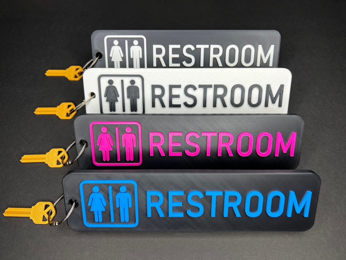 Large Restroom Keychain, Oversized Bathroom Pass, Giant Toilet Key Ring ...