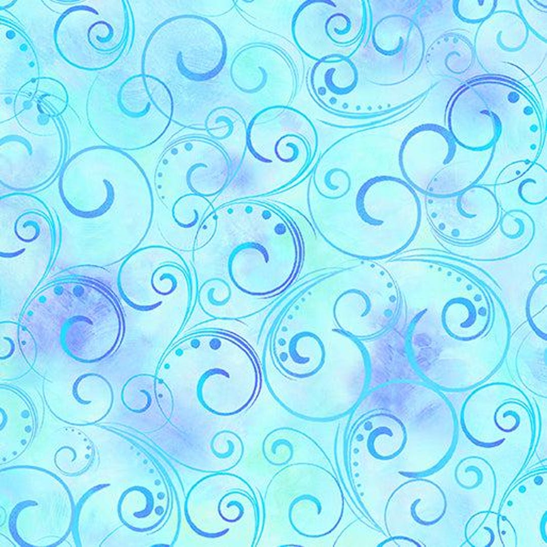 Swirling Splendor 108" Backing by Benartex - Aqua by the Yard 3469 - Etsy