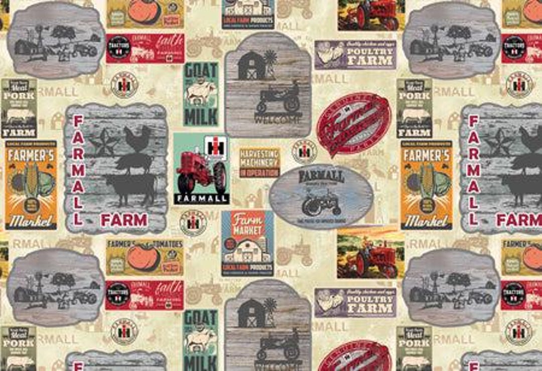 Farmall Farm to Table Signs - Sykel Enterprises by the Yard 4088 - Etsy