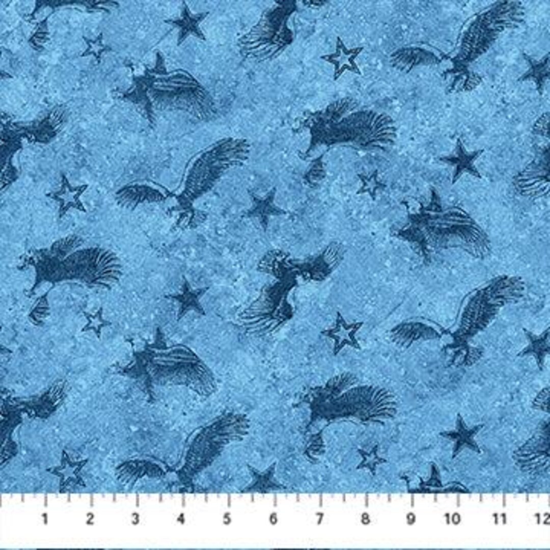 Stars and Stripes 13 - Blue Tonal Eagle by Northcott by the Yard 3636 ...