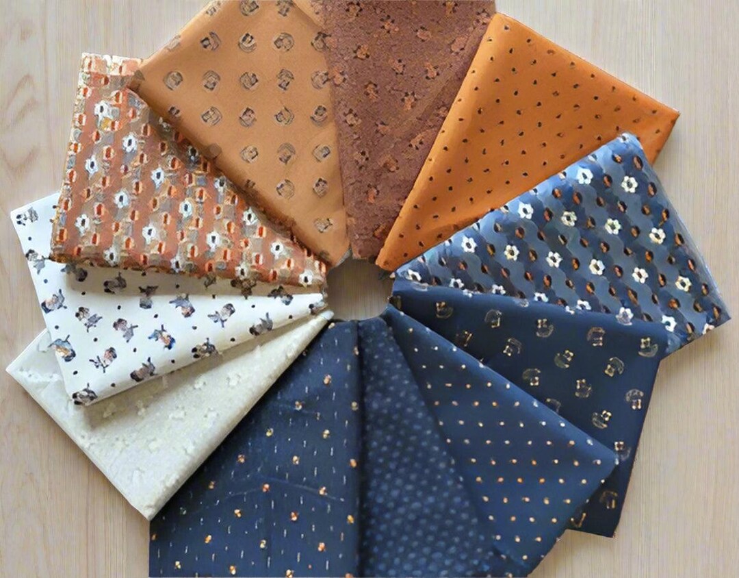 Fat Quarter Bundle - Indigo and Cheddar by Marcus - 11 Fat Quarters - Etsy