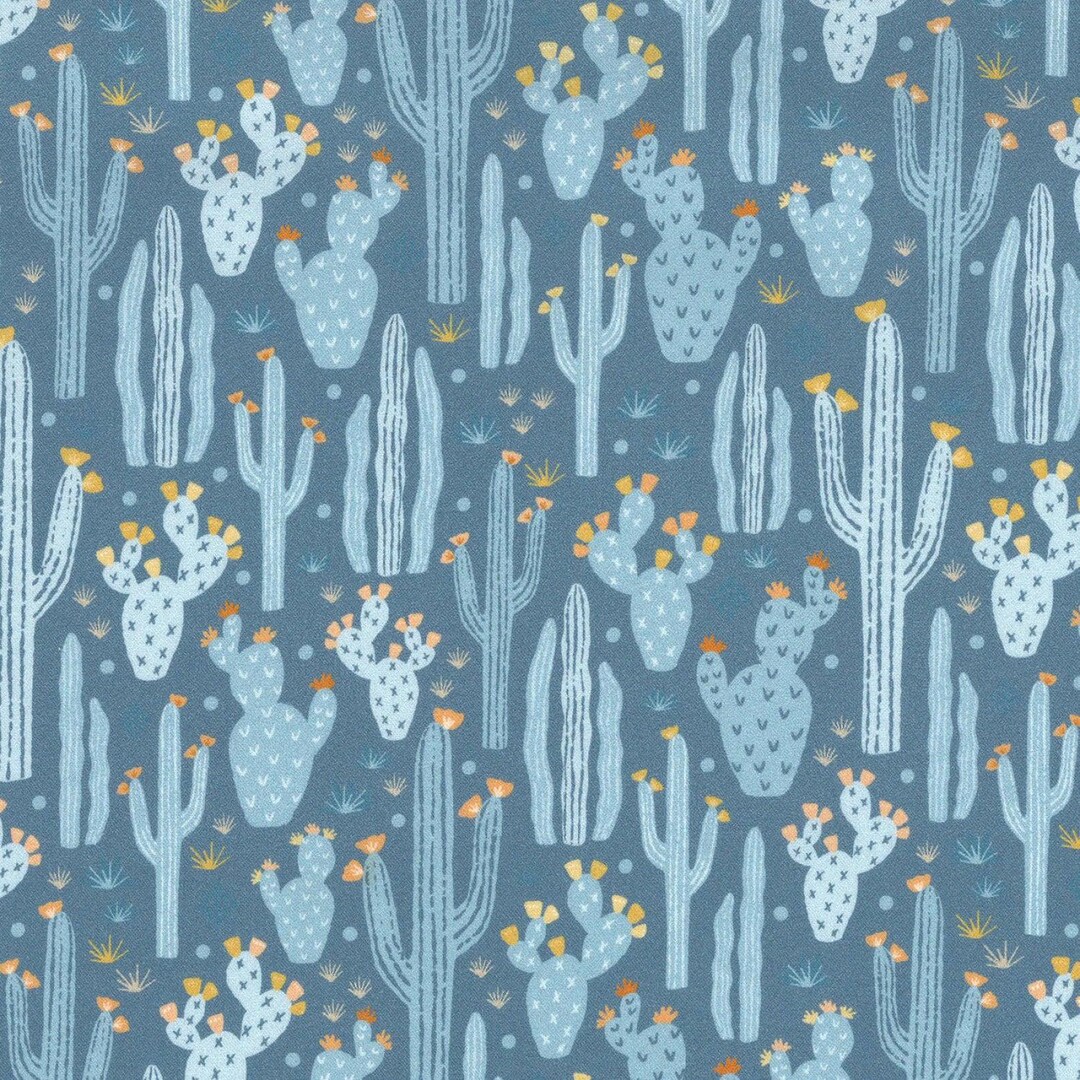 Wild West Wonder - Wild West Cactus Blue by Michael Miller Fabrics by ...