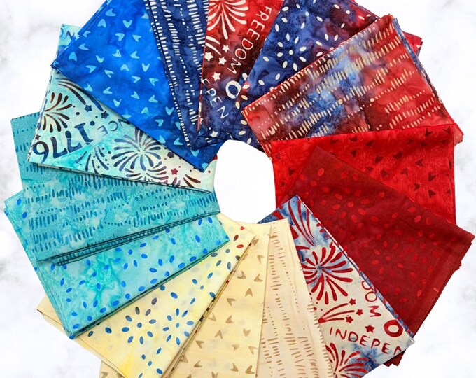 Celebrating 250 Years Batik Fat Quarter Bundle | Red, White & Blue ...