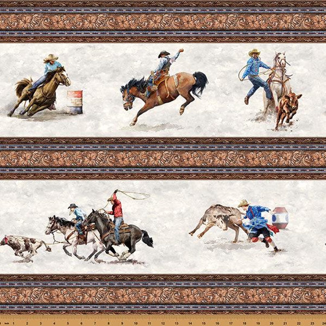 Rodeo Dreams - Rodeo Scene Border Print by Hoffman by the Yard 3222 - Etsy