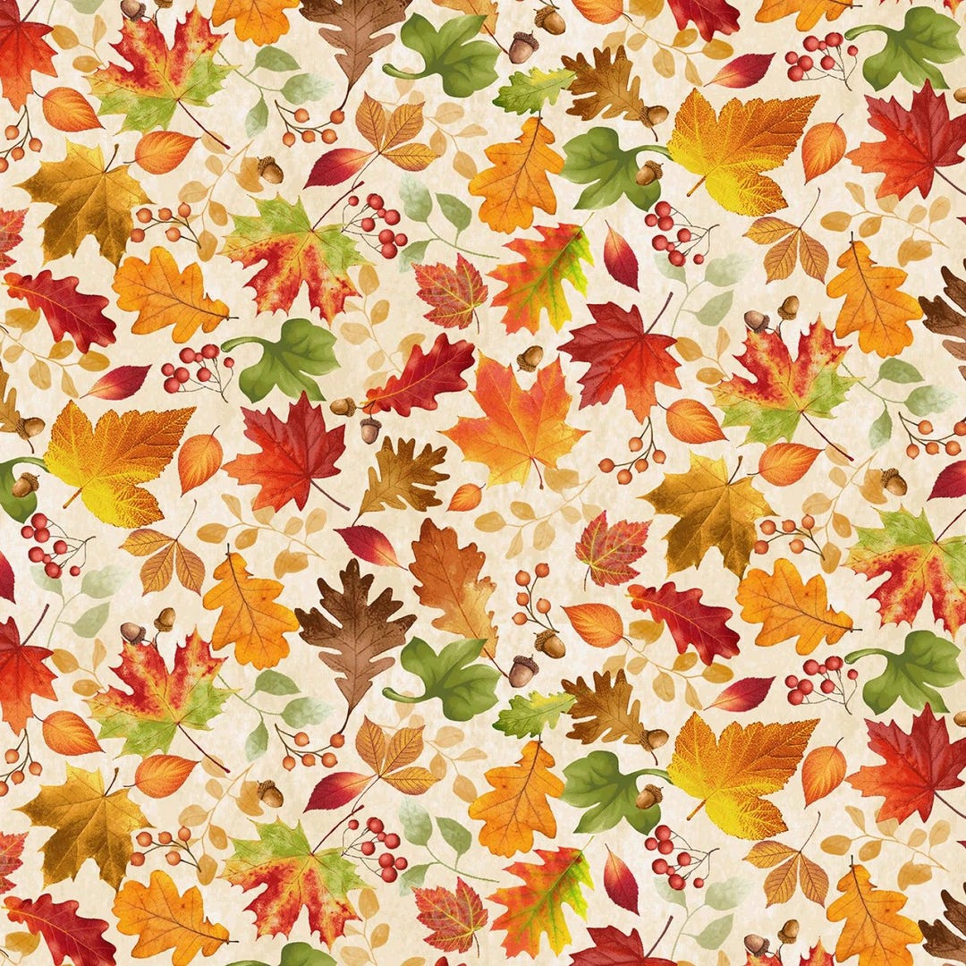 Gather With a Grateful Heart - Cream Tossed Fall Leaves by Timeless ...