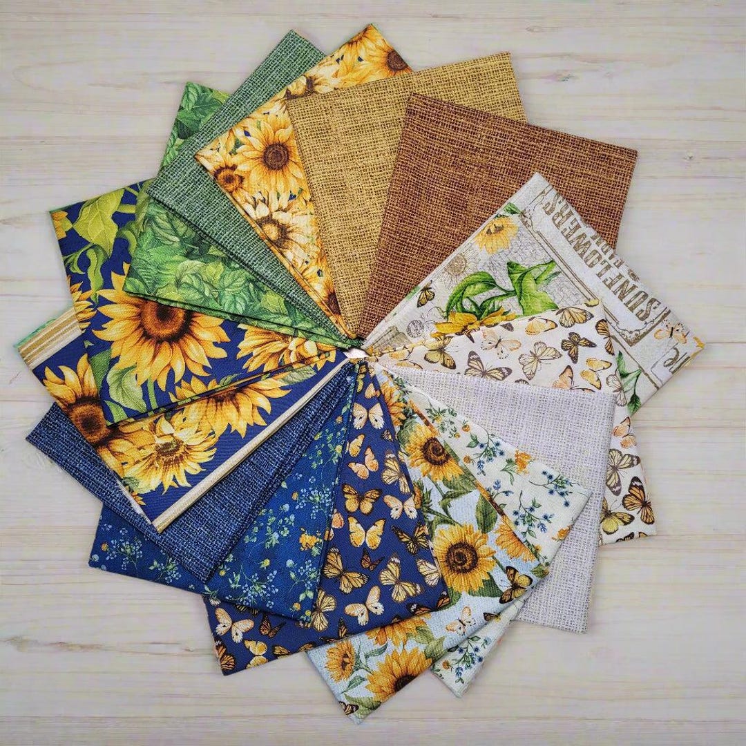Fat Quarter Bundle - Sunflower Farm From Timeless Treasures - 15 Fat Quarters - Etsy
