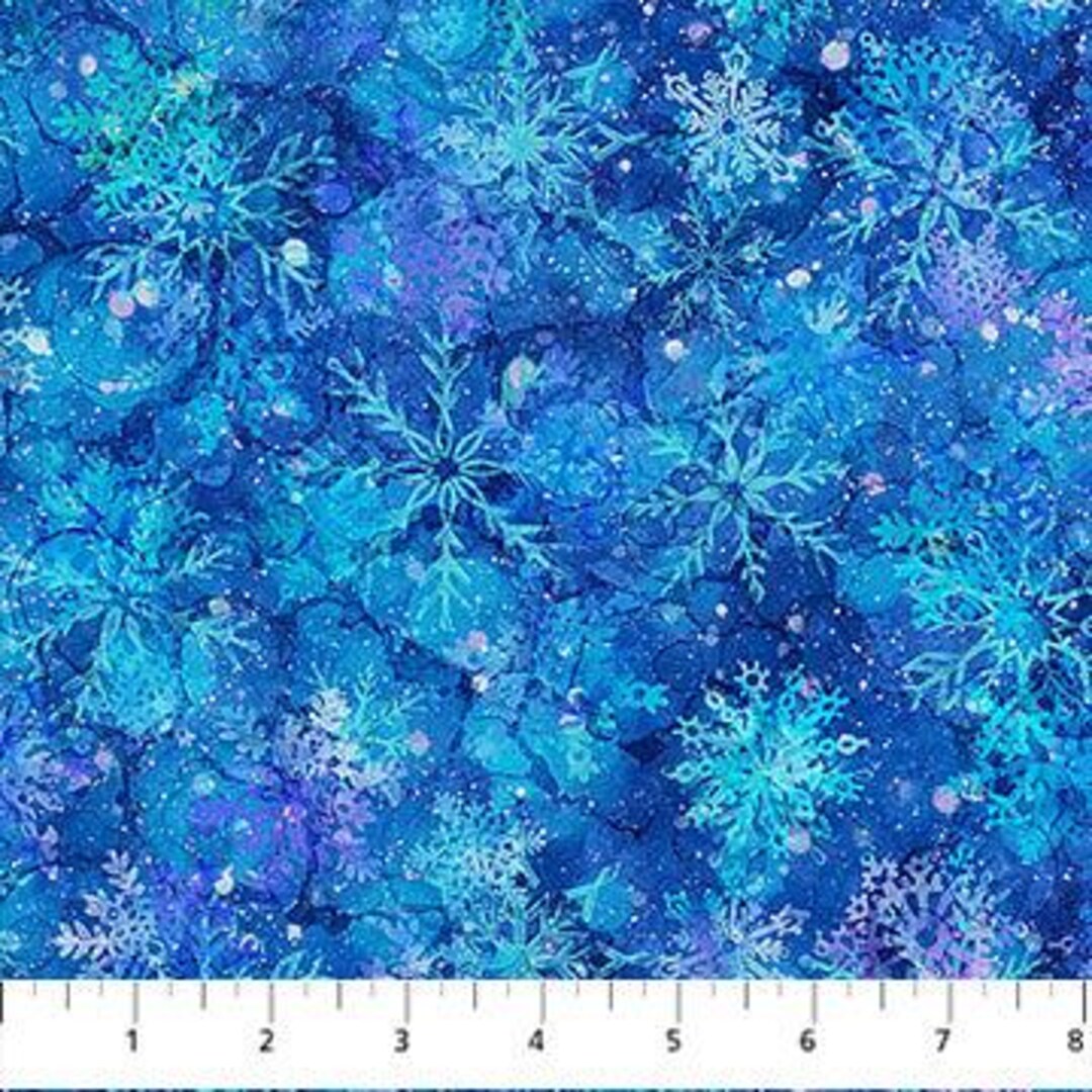 Fabric by the Yard - Midwinter Magic Blue Snowflake Fabric by Northcott ...