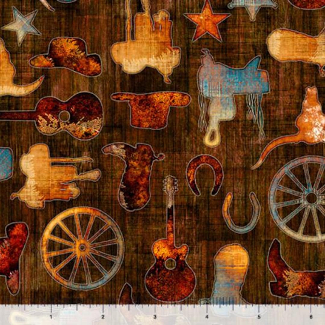 Fabric by the Yard - Born to Run - Western Motifs Brown by QT Fabrics ...