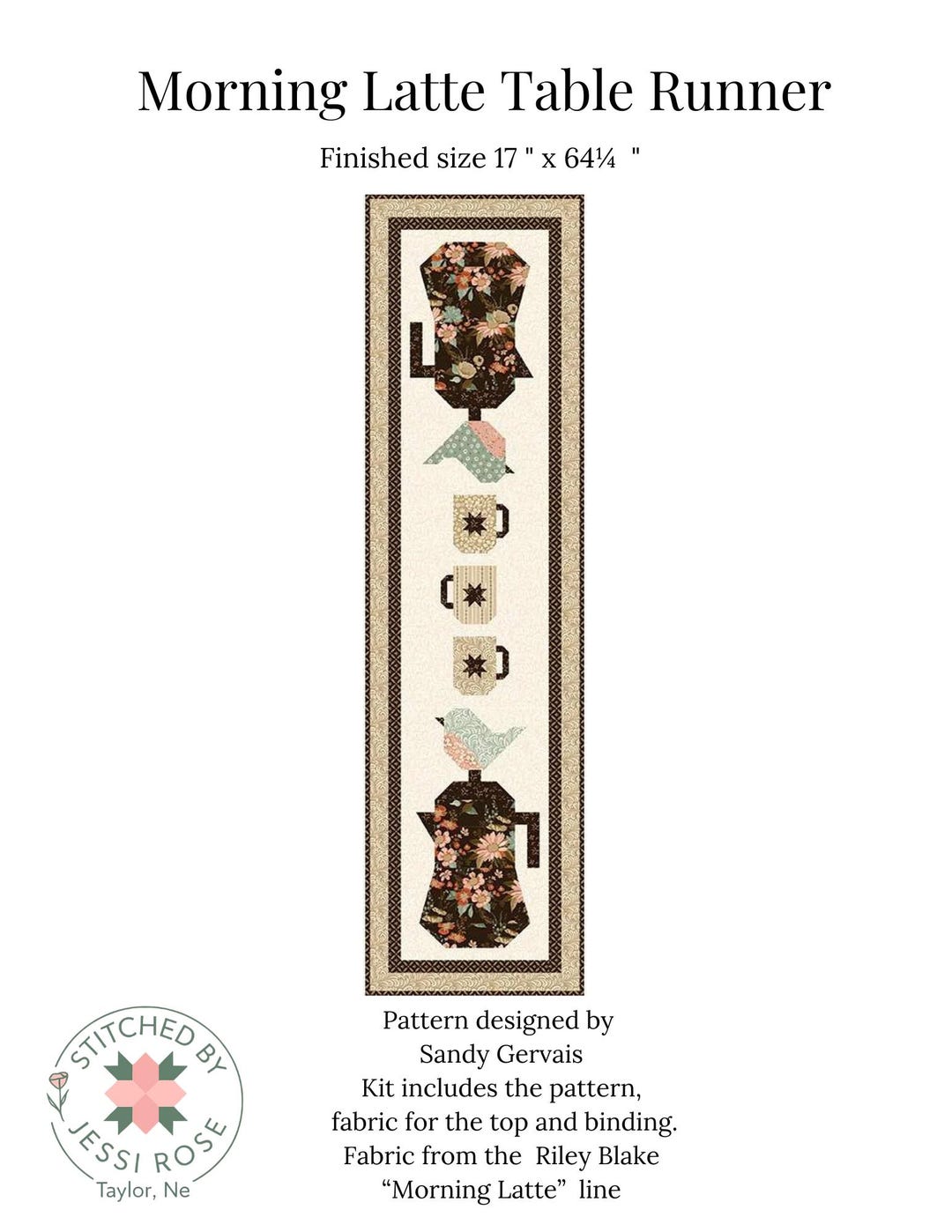 Morning Latte Table Runner Quilt Kit – Designed by Sandy Gervais for ...