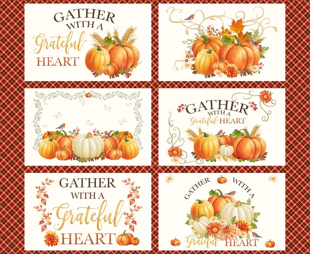 Gather With a Grateful Heart - Multi Harvest Placemats Panel by ...