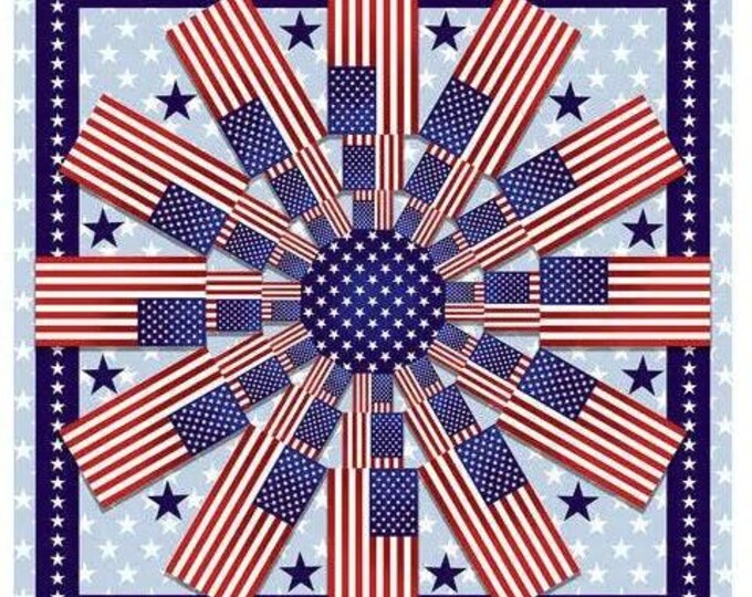 American Style Flag Windmill by Studio E Fabric Quilt Panel - 36" X 43 ...