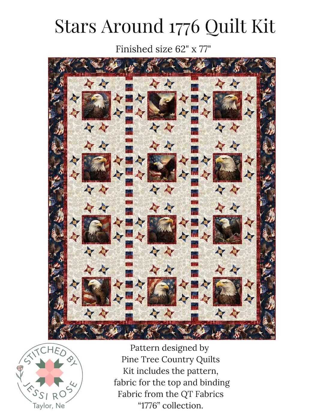 Stars All Around 1776 Quilt Kit – Patriotic Eagle Quilt – Finished Size ...