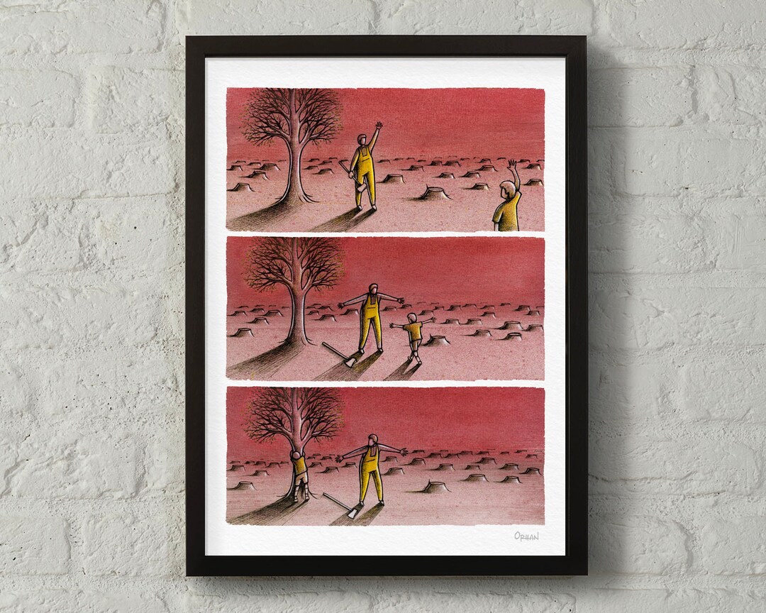 Tree Hug. Wall Art Print of Original Illustration, Home Décor, Art for ...
