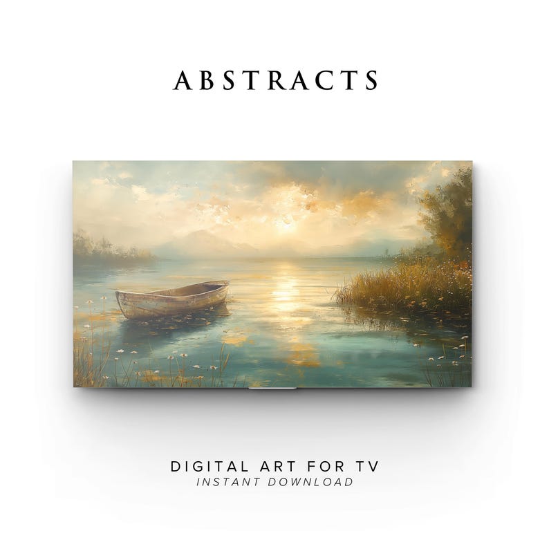 Rustic Lake Boat TV Art: Cottagecore Landscape (digital Download) - Etsy
