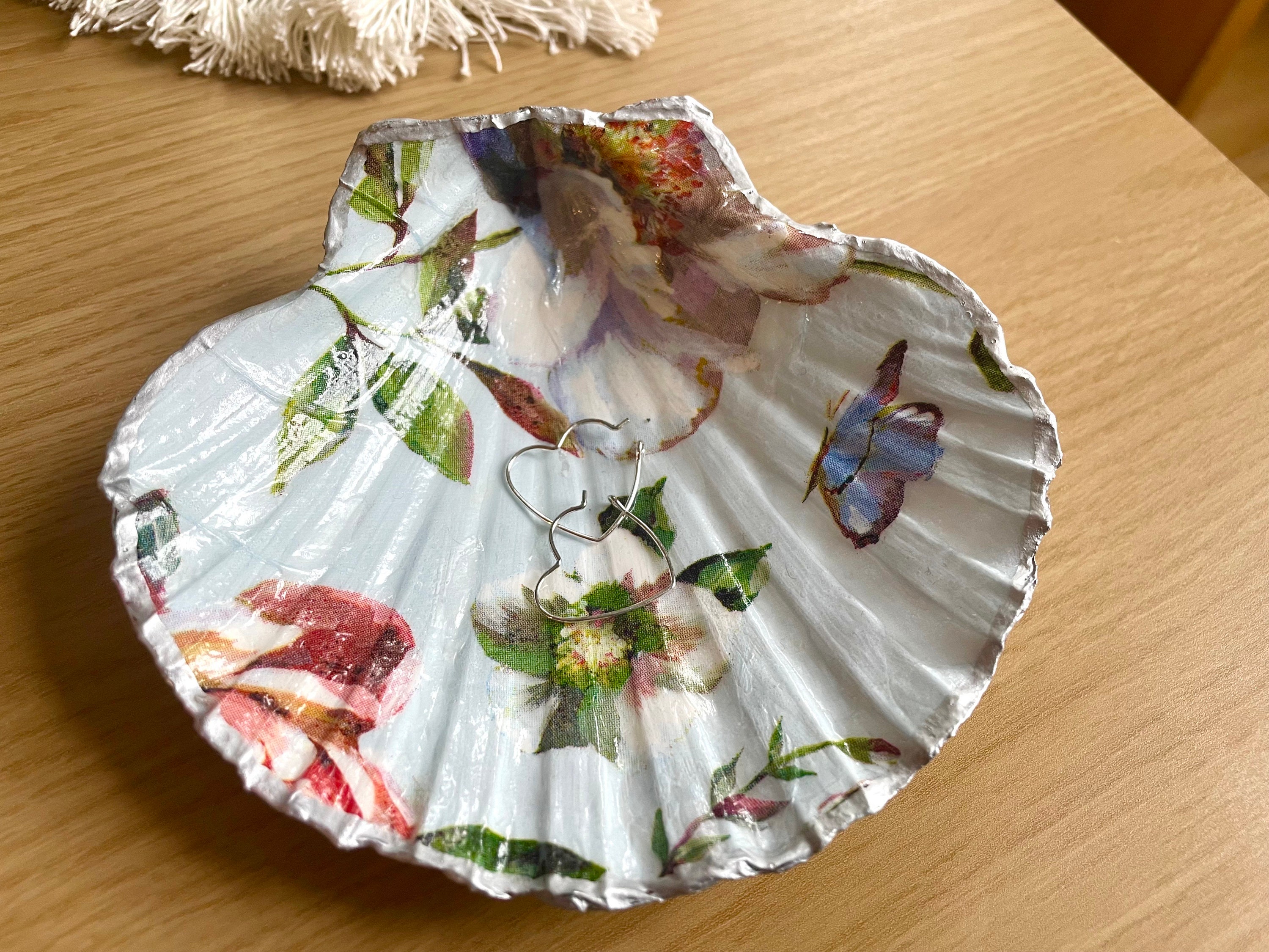Handmade Decoupage Shell Trinket Dish - Etsy