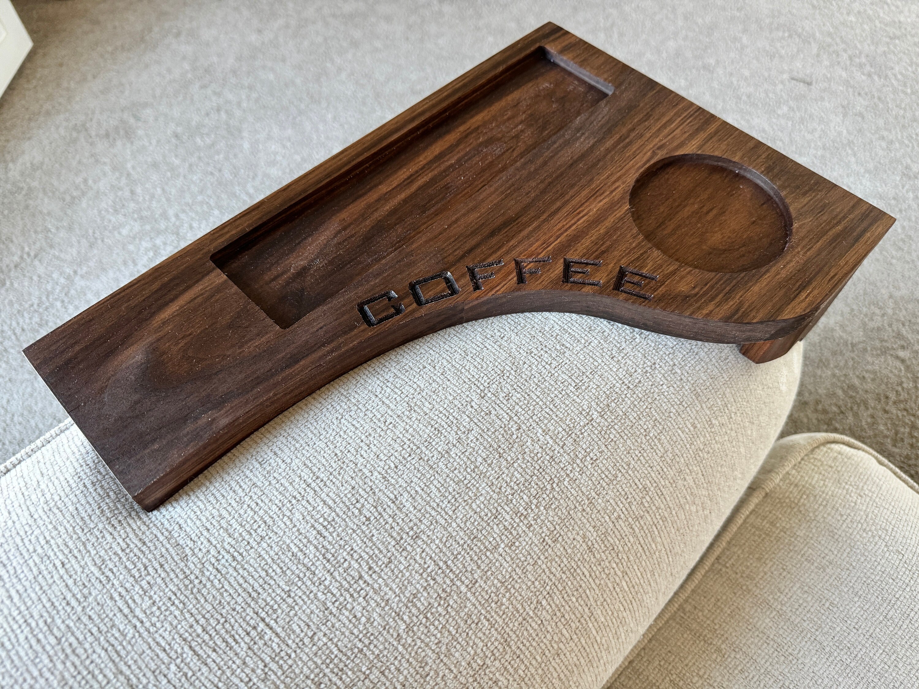 Couch Arm Coffee Tray Custom Coffee Cup Tray Storable Solid Black ...