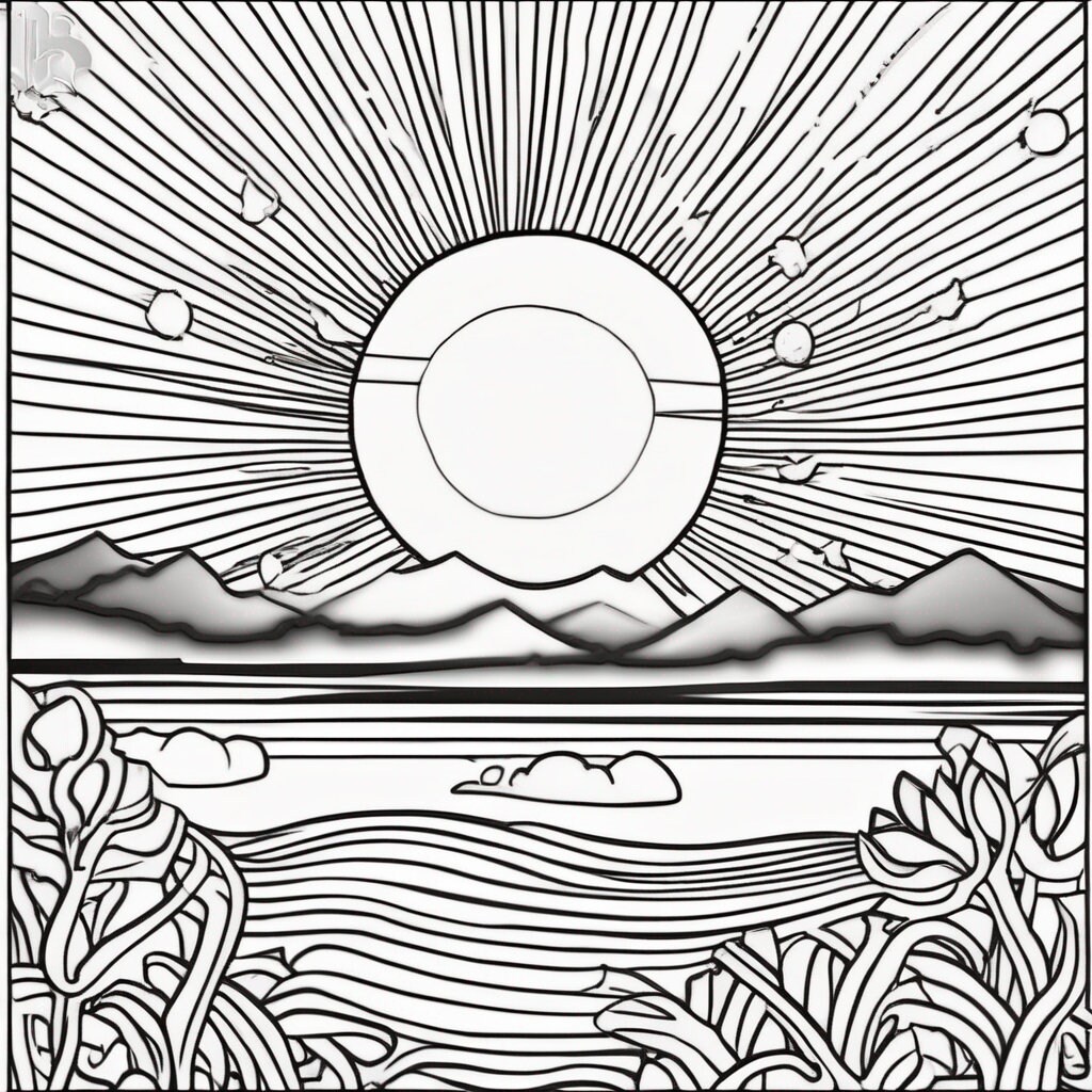Sun Setting Coloring Pages - Etsy