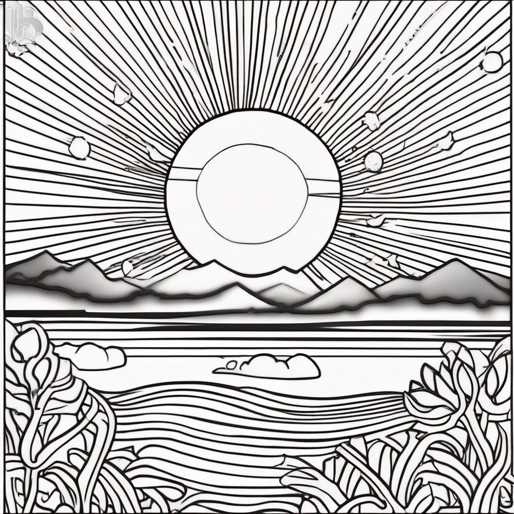 Sun Setting Coloring Pages - Etsy