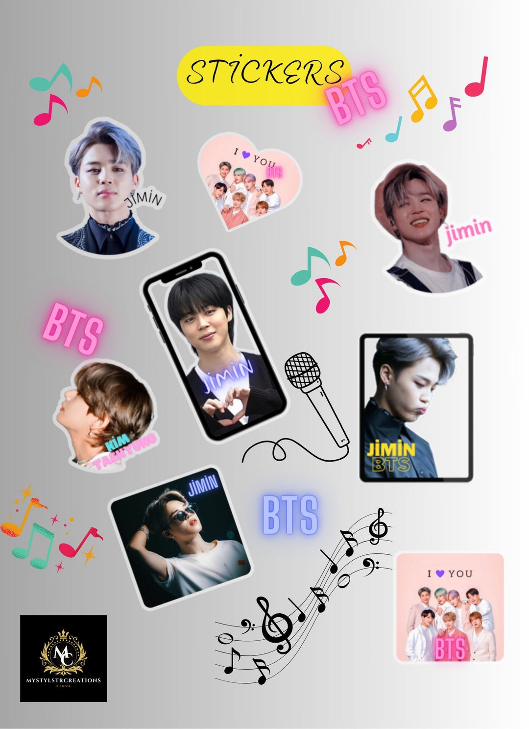 Printable Stickers, BTS and Jimin Printed Sticker for BTS and Jimin ...
